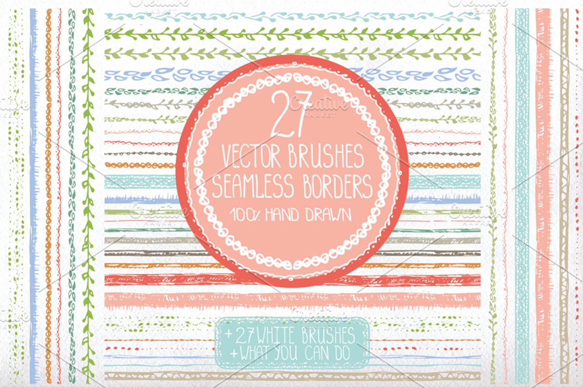 Hand drawn seamless border, brushes, a Brush Add-On by Tatianakost49