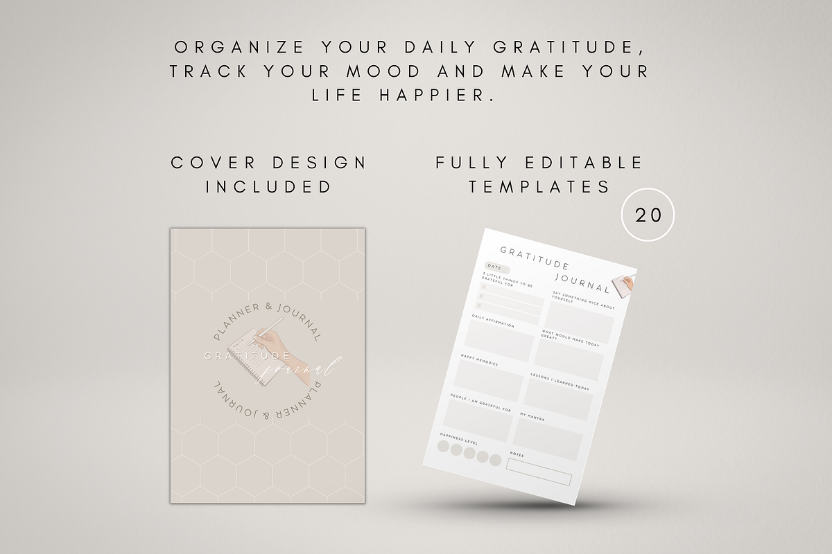 Editable Canva Gratitude Journal PDF, a Stationery Template by BRANDcontent