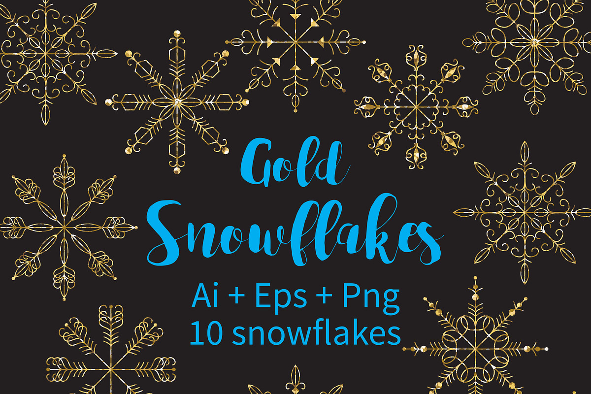 Vector Snowflakes gold glitter, an Illustration by Annakristal