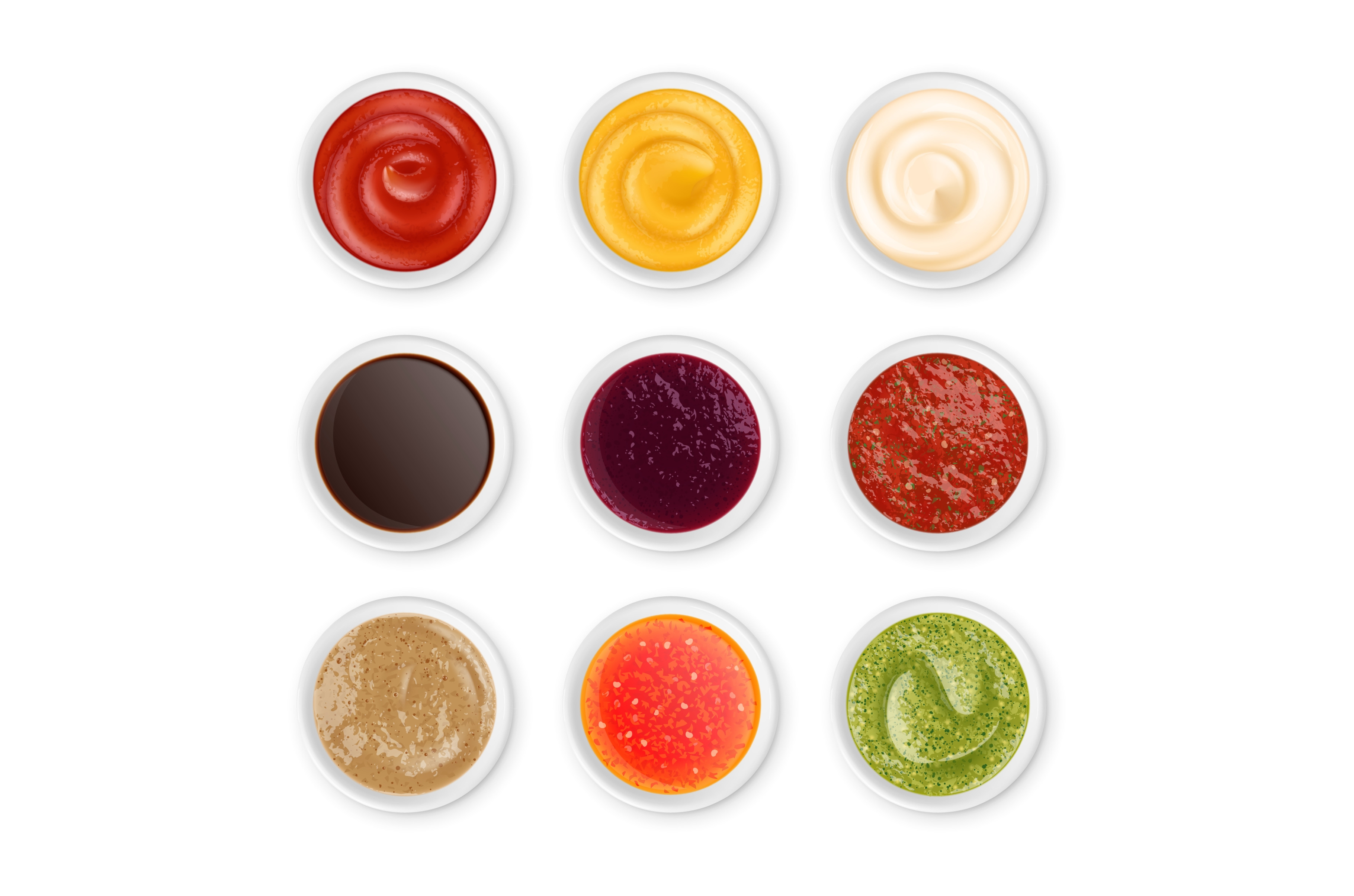 Isolated realistic sauces top view | Graphics ~ Creative Market