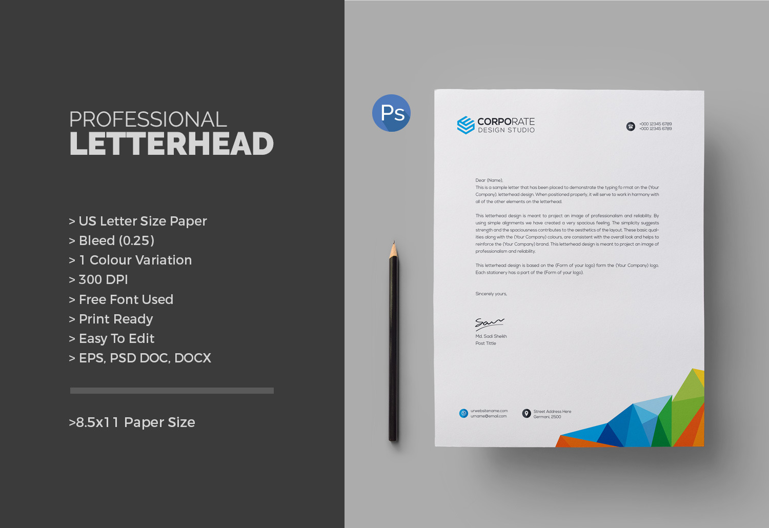 Corporate Letterhead, a Stationery Template by GenerousArt