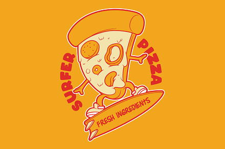 Pizza Surf, a Food Illustration by pedrors