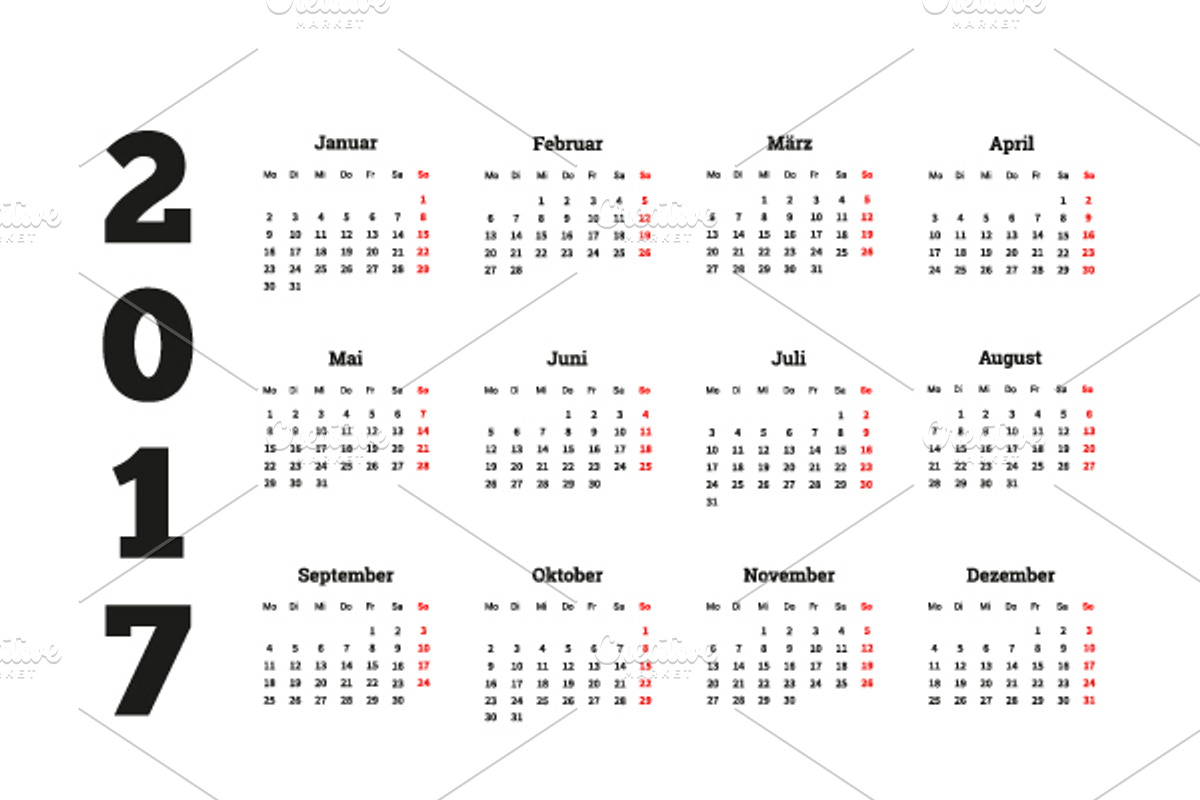 Set of simple calendars in german, an Object Graphic by BestPics ...