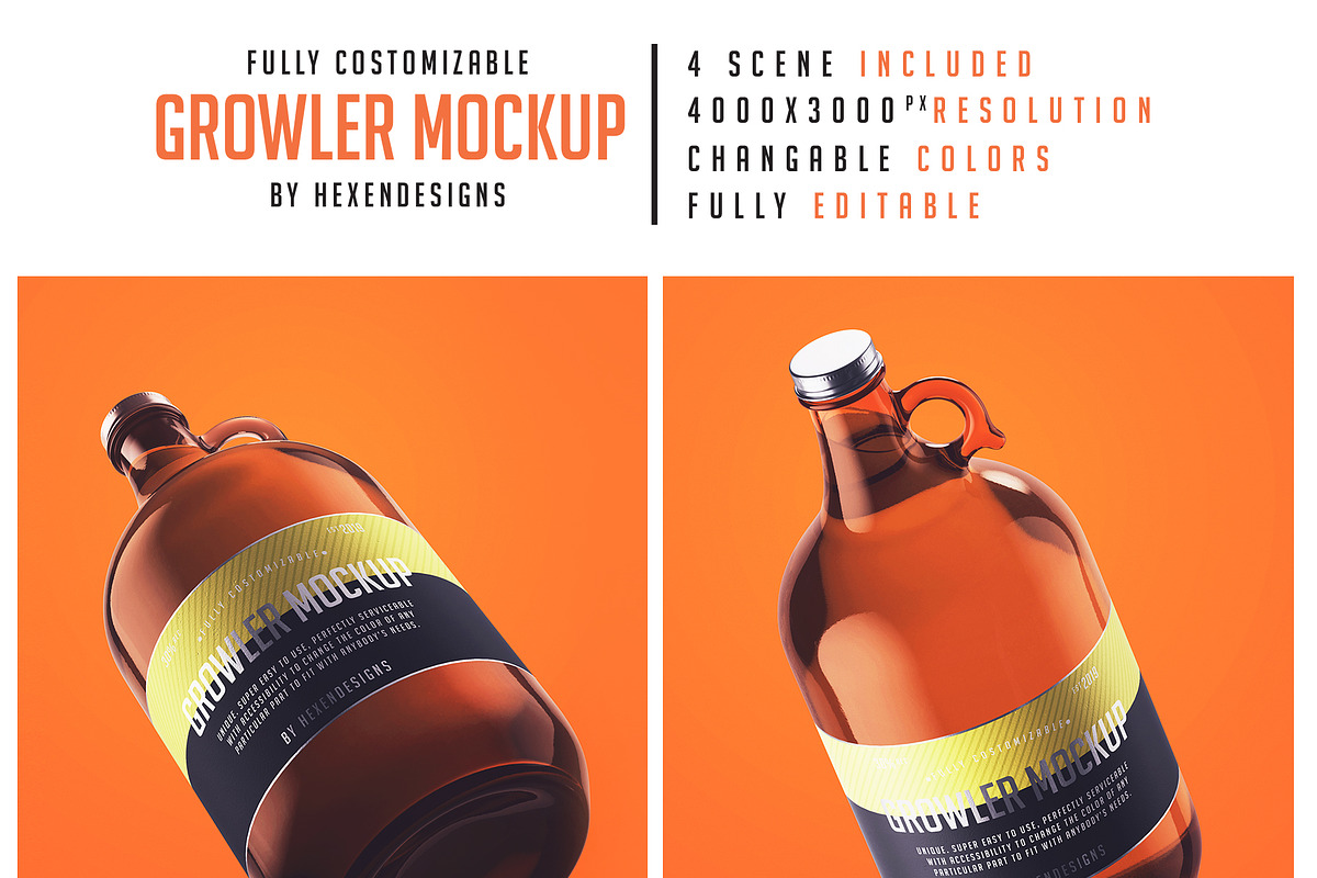 Growler Bottle Mockup, a Product Mockup by HexenDesigns