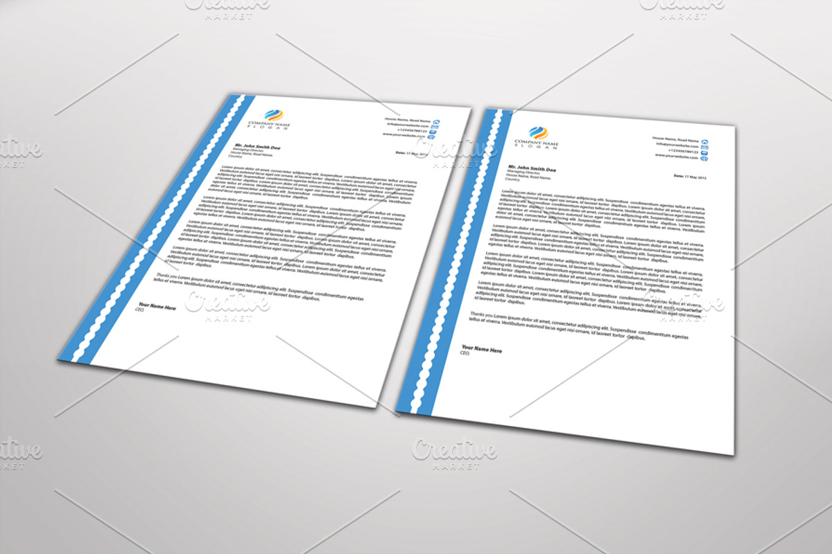 Dotlinear Letterhead Template, a Stationery Template by Dueza.Com