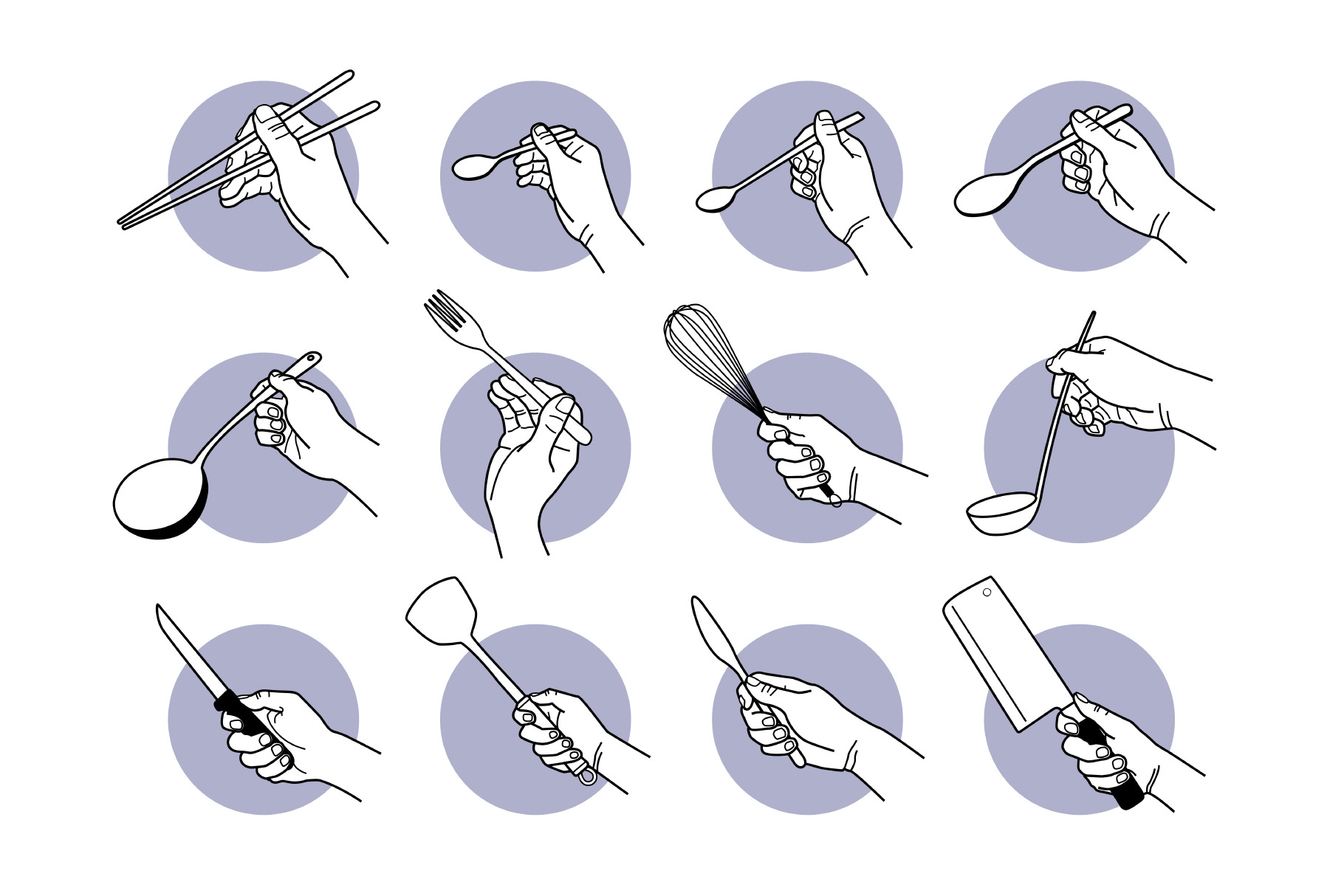 Hand hold kitchen cook utensils tool | Illustrations ~ Creative Market