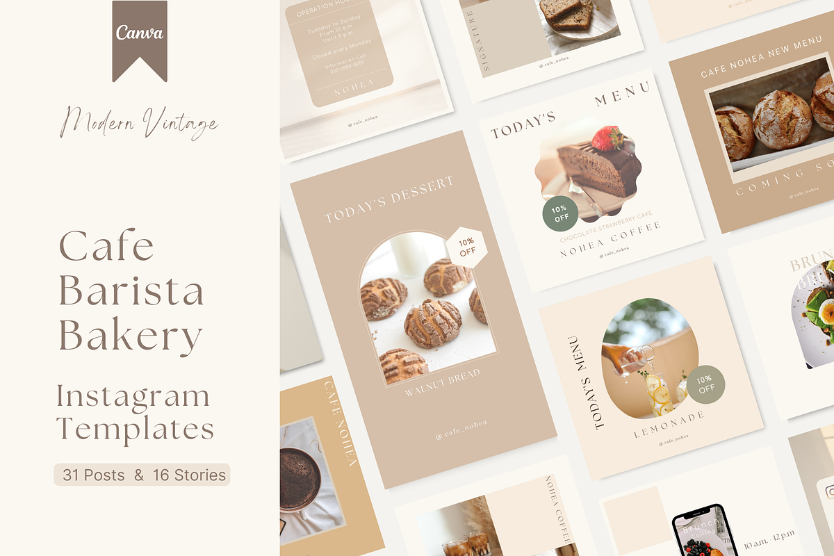 Cafe Bakery Instagram Post Templates