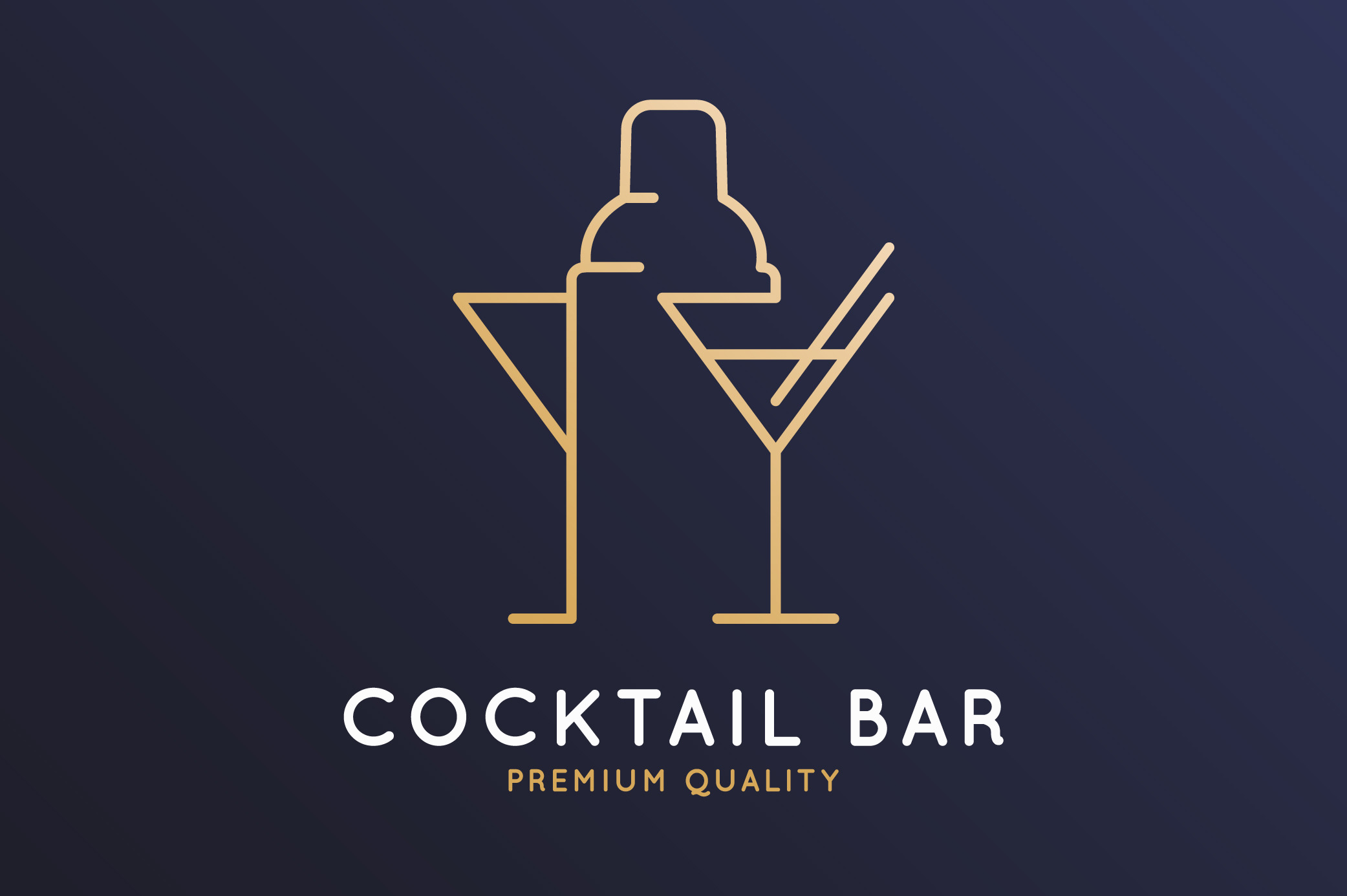 Cocktail bar logo with cocktail., an Object Graphic by PushLogo
