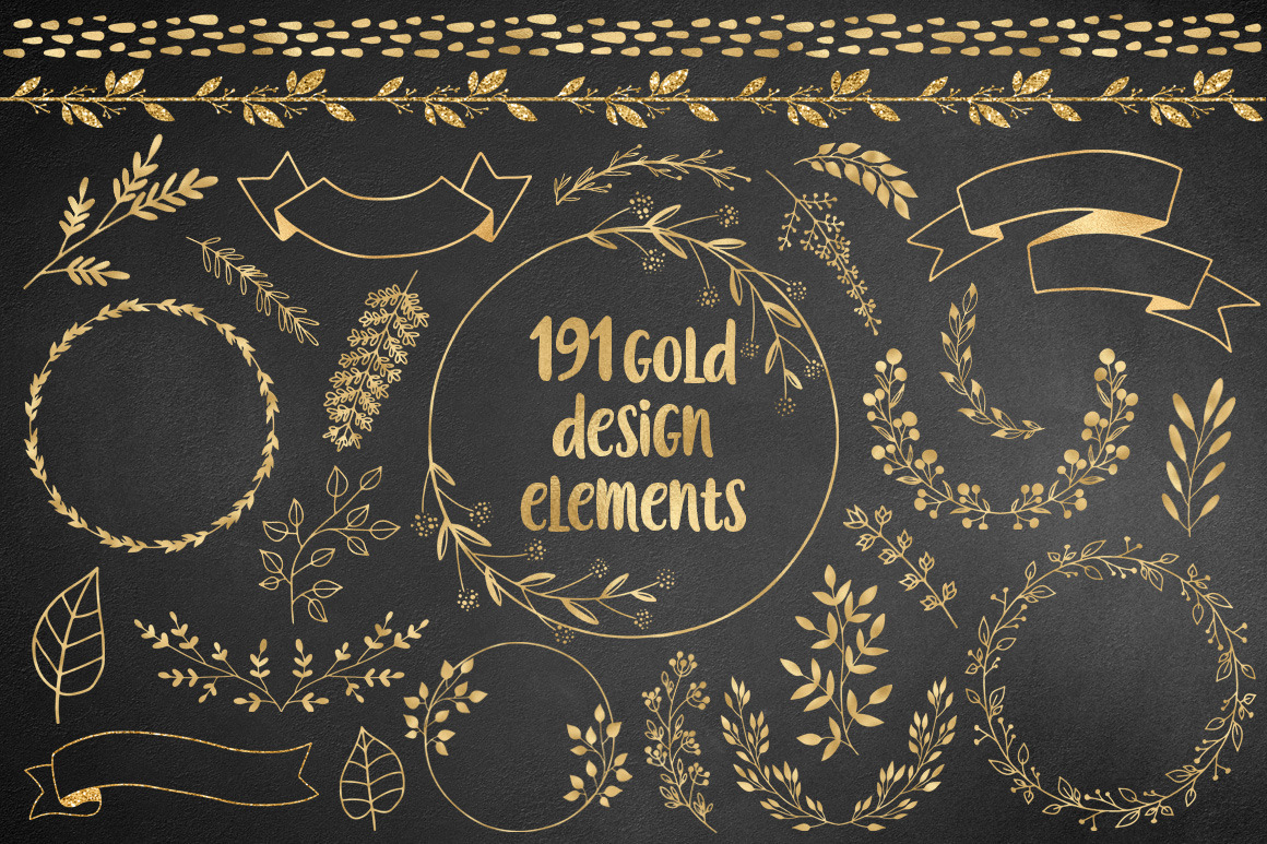 191 Gold Design Elements, an Illustration by PeDe Designs