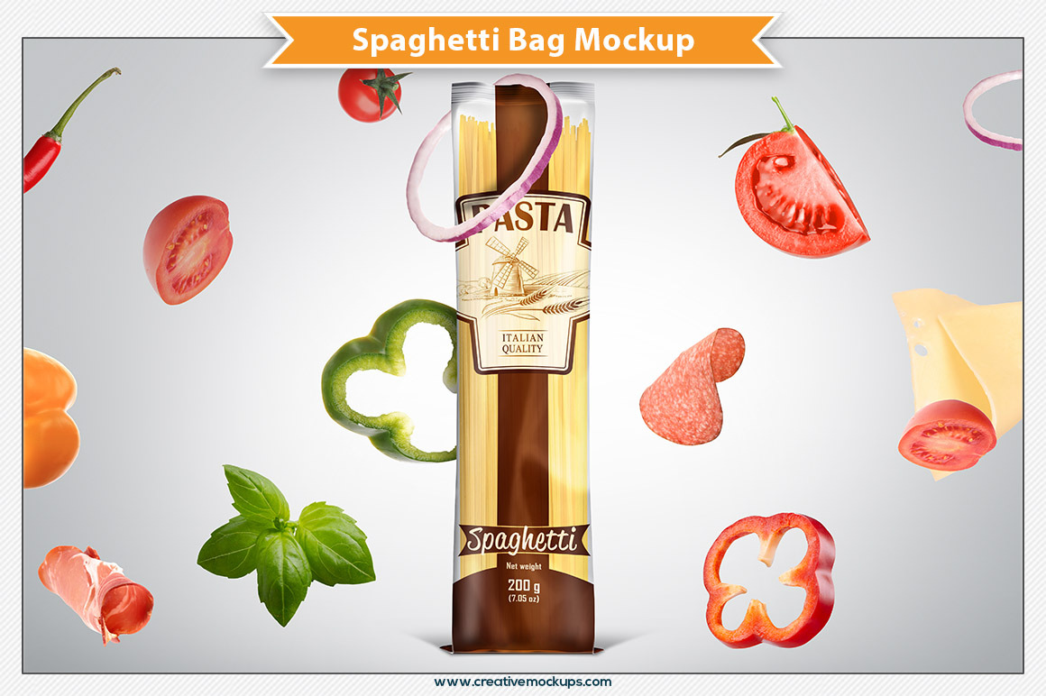 Spaghetti Bag Package Mockup, a Packaging Mockup by Plus Media