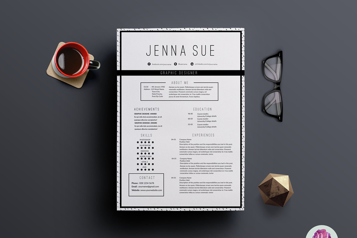 Modern , chic CV template, a Resume Template by Chic templates ...