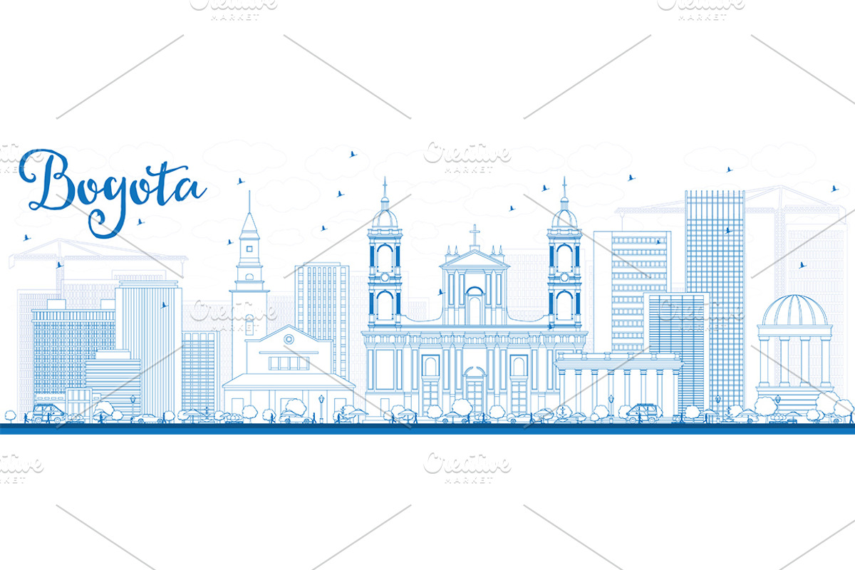 Outline Bogota Skyline, a Work Illustration by Booblgum