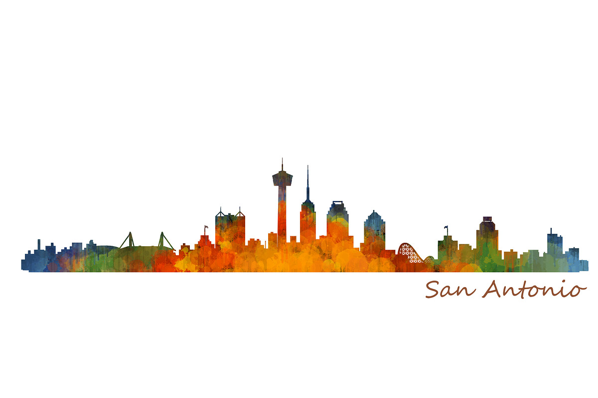 San Antonio Texas Cityscape Skyline, an Illustration by HQPhoto Store