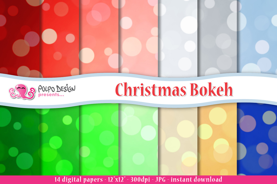 Christmas Bokeh digital paper, a Pattern Graphic by PolpoDesign