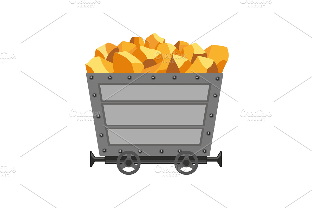 Metal mine cart loaded with, an Object Illustration by Things for ...