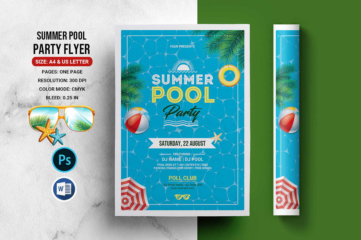 Summer Pool Party Flyer V01, a Flyer Template by retrographix