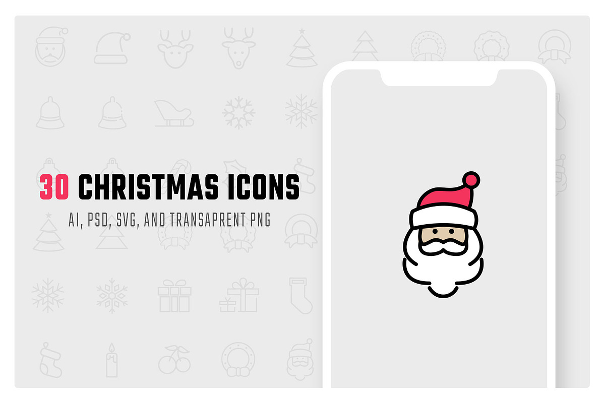 30 Christmas Icons, an Icon by Graphr | Creative Market