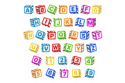 Letter blocks font. 3d children toys | Decorative Illustrations ...