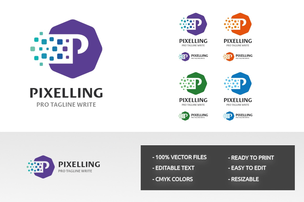 Letter P (Pixelling) Logo, a Branding & Logo Template by Design_Planet