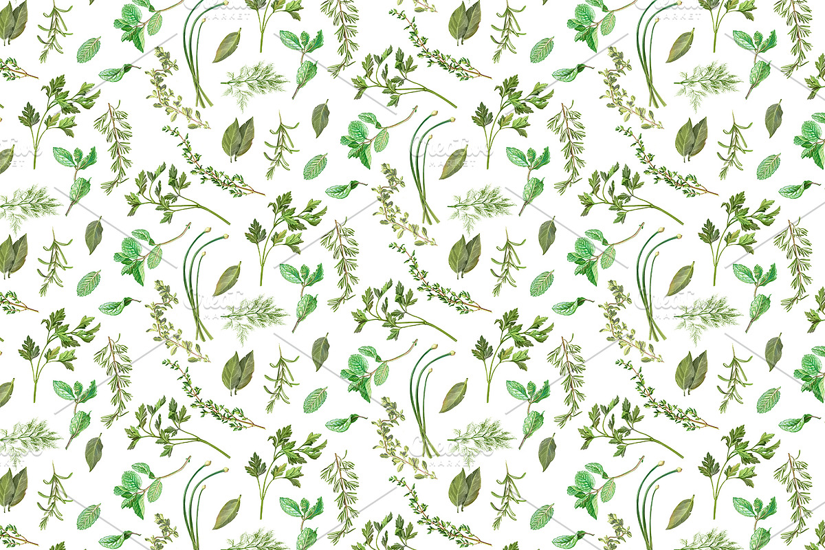 Seamless Garden Herbs Pattern, a Pattern Graphic by Anna Repp Illustration