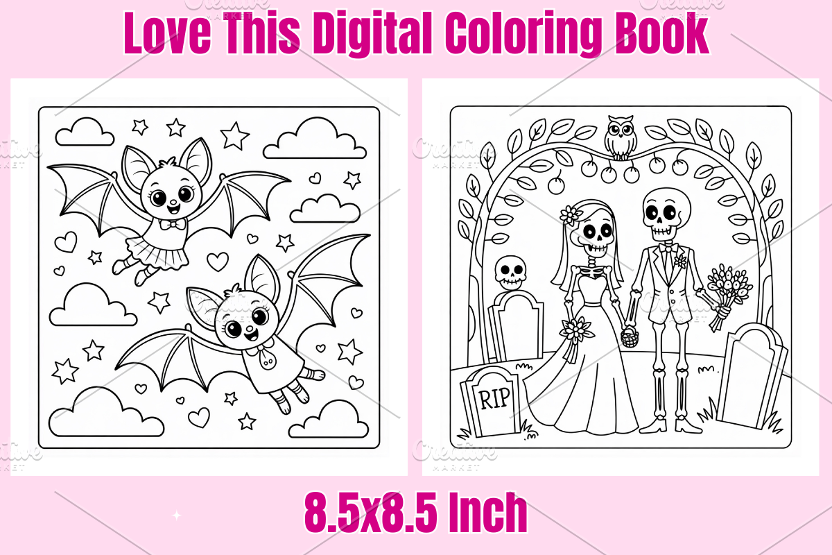 Cute Halloween Coloring Pages, a Seasonal Illustration by Design Haven
