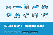 15 Binocular Telescope Icons, an Icon by Creative VIP