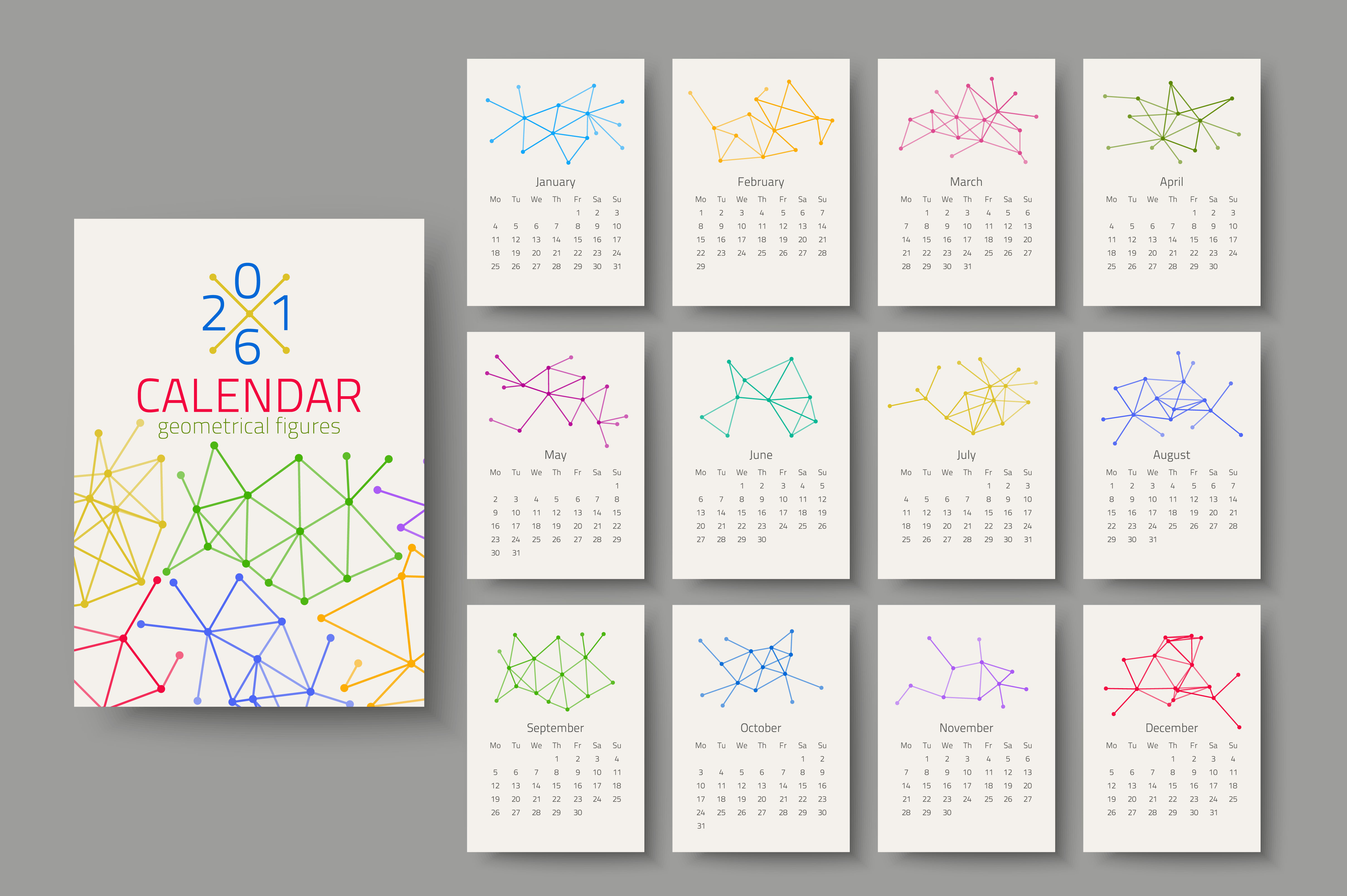 Geometrical calendar of 2016, a Graphic by samarka