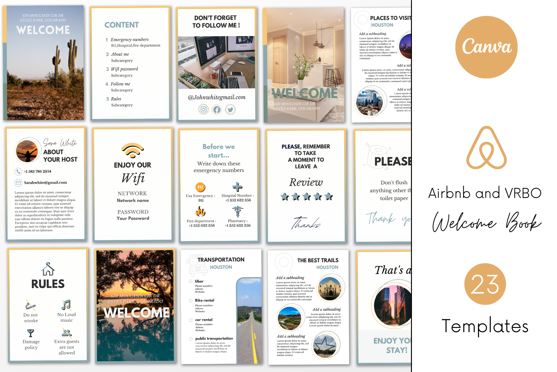Airbnb Welcome Book Template, a Templates & Theme by PittaFinePrint