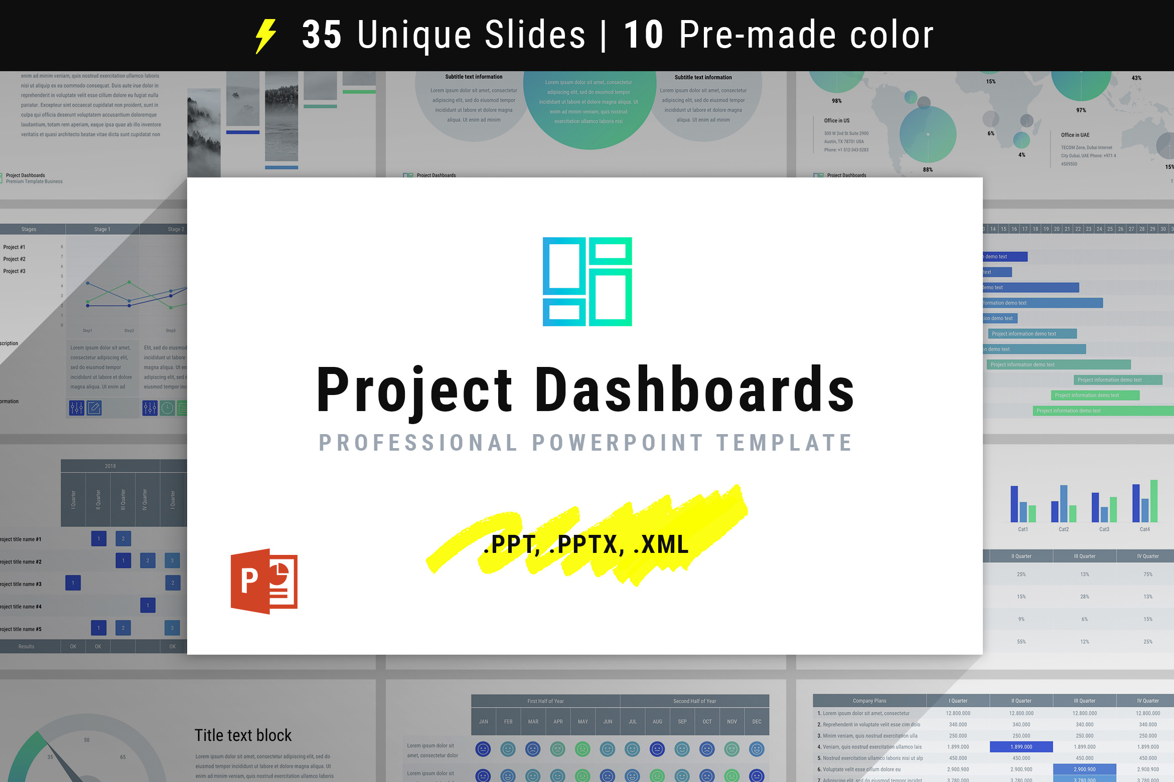 Project Dashboards for PowerPoint, a Presentation Template by HiSlide ...
