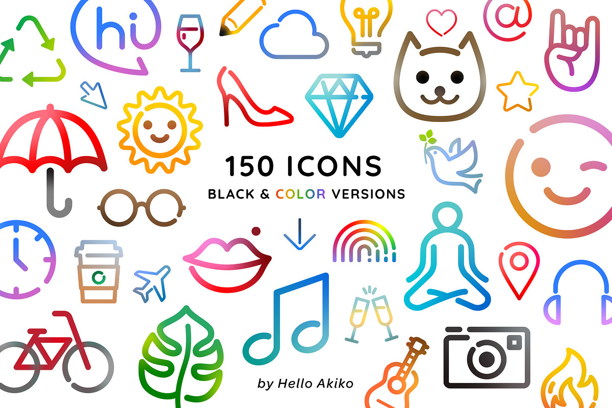 150 Cute Line Icons, an Icon by Hello Akiko