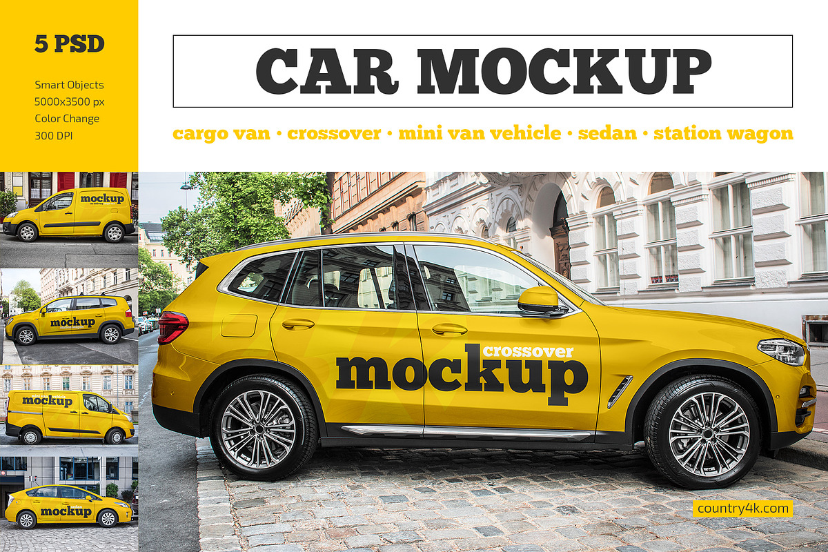 Car Mockup Set, an Advertising Mockup by Country4k