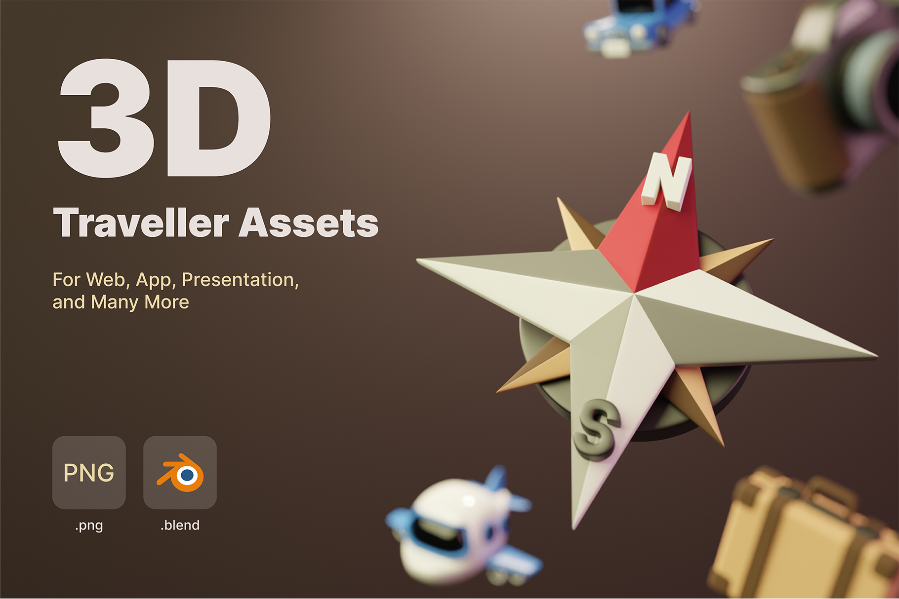 3D Traveller Assets, an Object 3D Model by SLAB! Design
