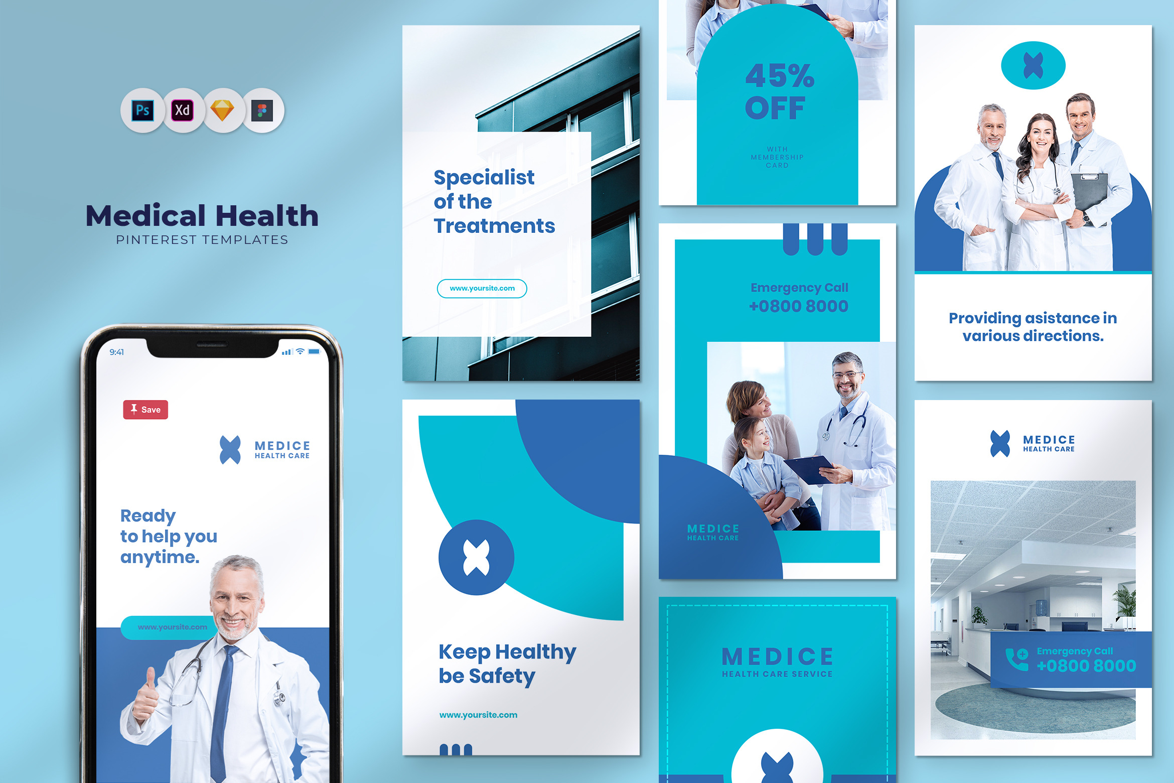 Healthcare Pinterest Template, a Social Media Template by Rahardi Creative