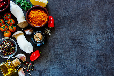 Cooking ingredients background stock photo containing wood and cooking ...