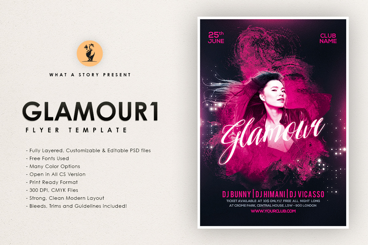 Glamour 1, a Flyer Template by What a Story | Creative Market