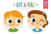 Boy&Girl - cute emotions set, a Person Illustration by Zhe Vasylieva