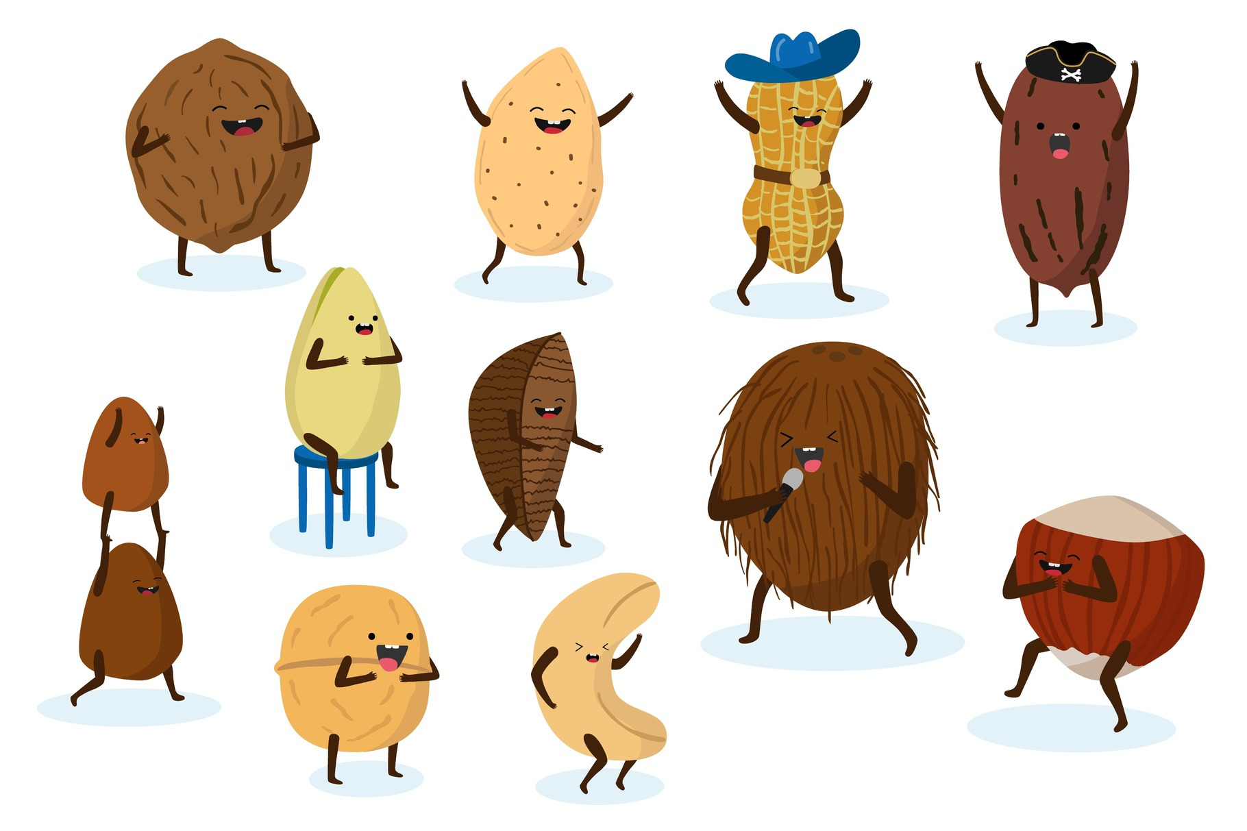 Nuts cartoon characters, set of, an Object Graphic by VectorsBang ...