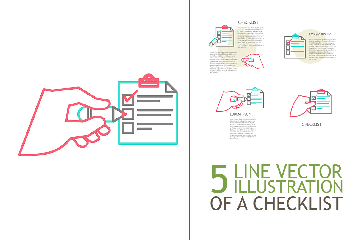 Line illustration of a checklist, a Work Illustration by Sabelskaya