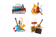 Vector cartoon musical instruments, a Background Graphic by Onyx