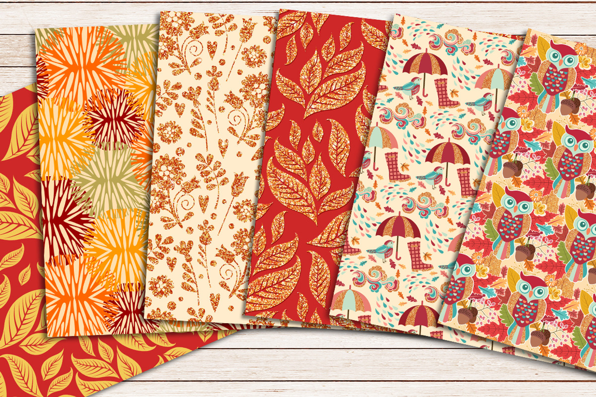 AUTUMN digital papers, a Pattern Graphic by Masha Studio