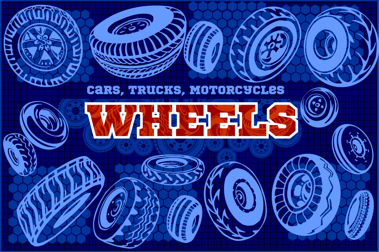 Set of different wheels | Illustrations ~ Creative Market