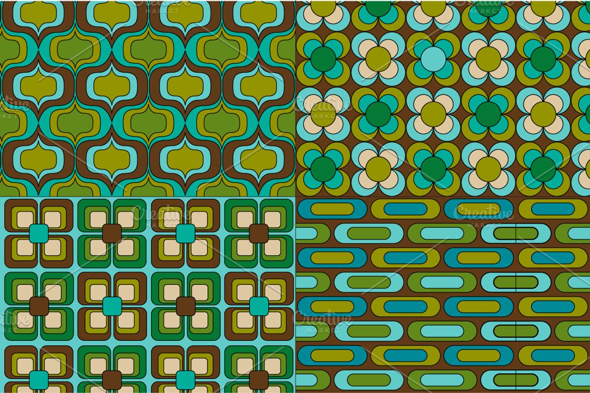 Mod Blue & Green Patterns, a Pattern Graphic by Melissa Held Designs