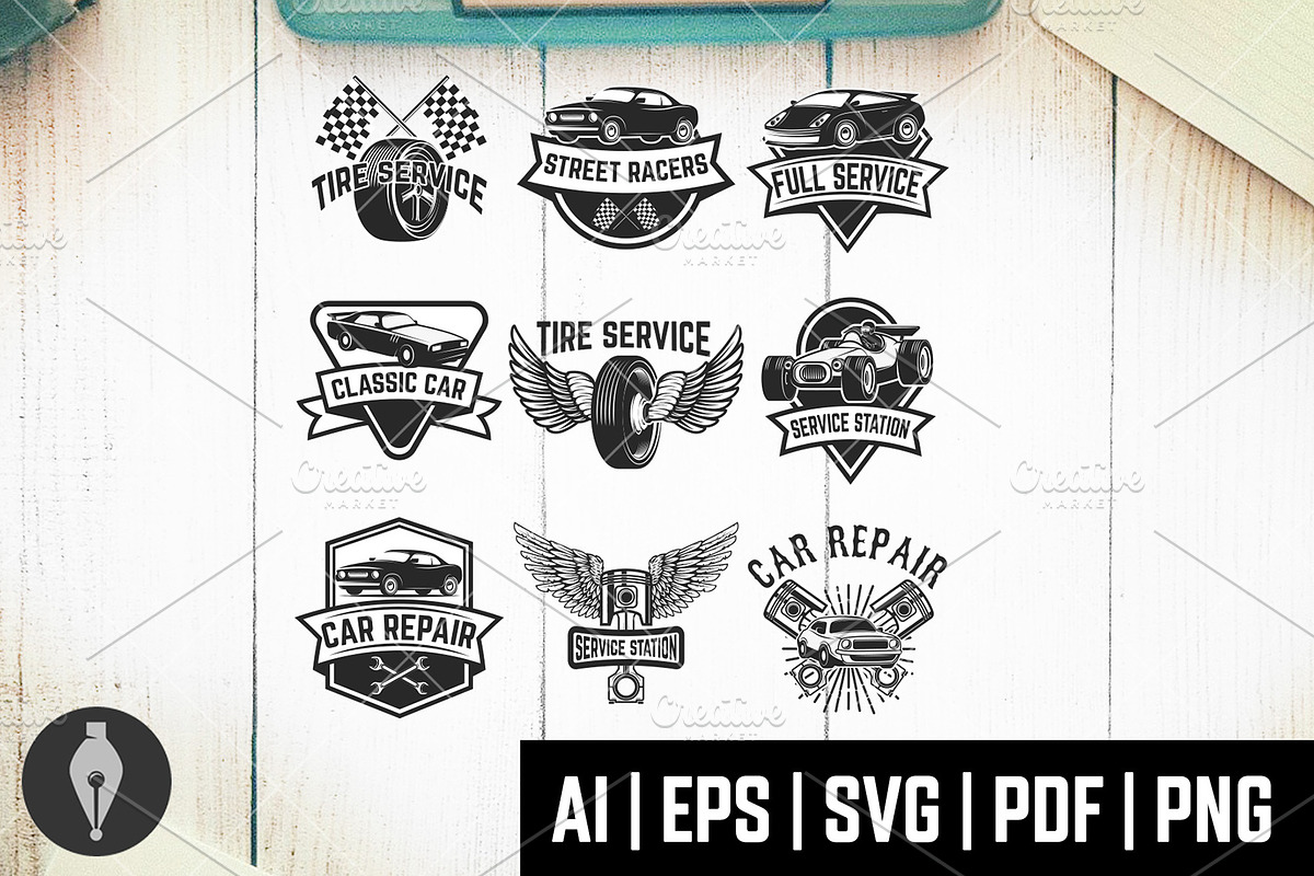 Garage, Car Repair Emblems Svg, an Icon by Vectorhight | Creative Market