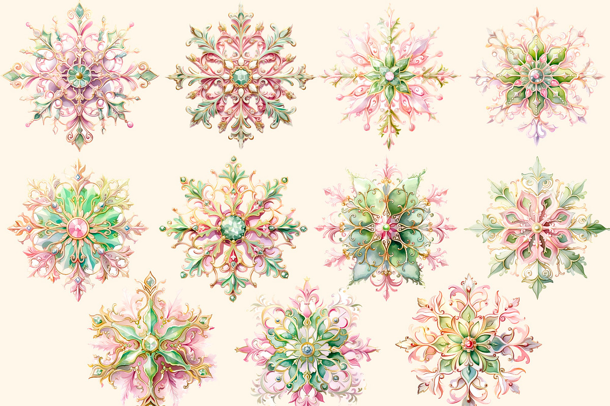 Snowflakes, Christmas clipart, a Decorative Illustration by Hello My Print