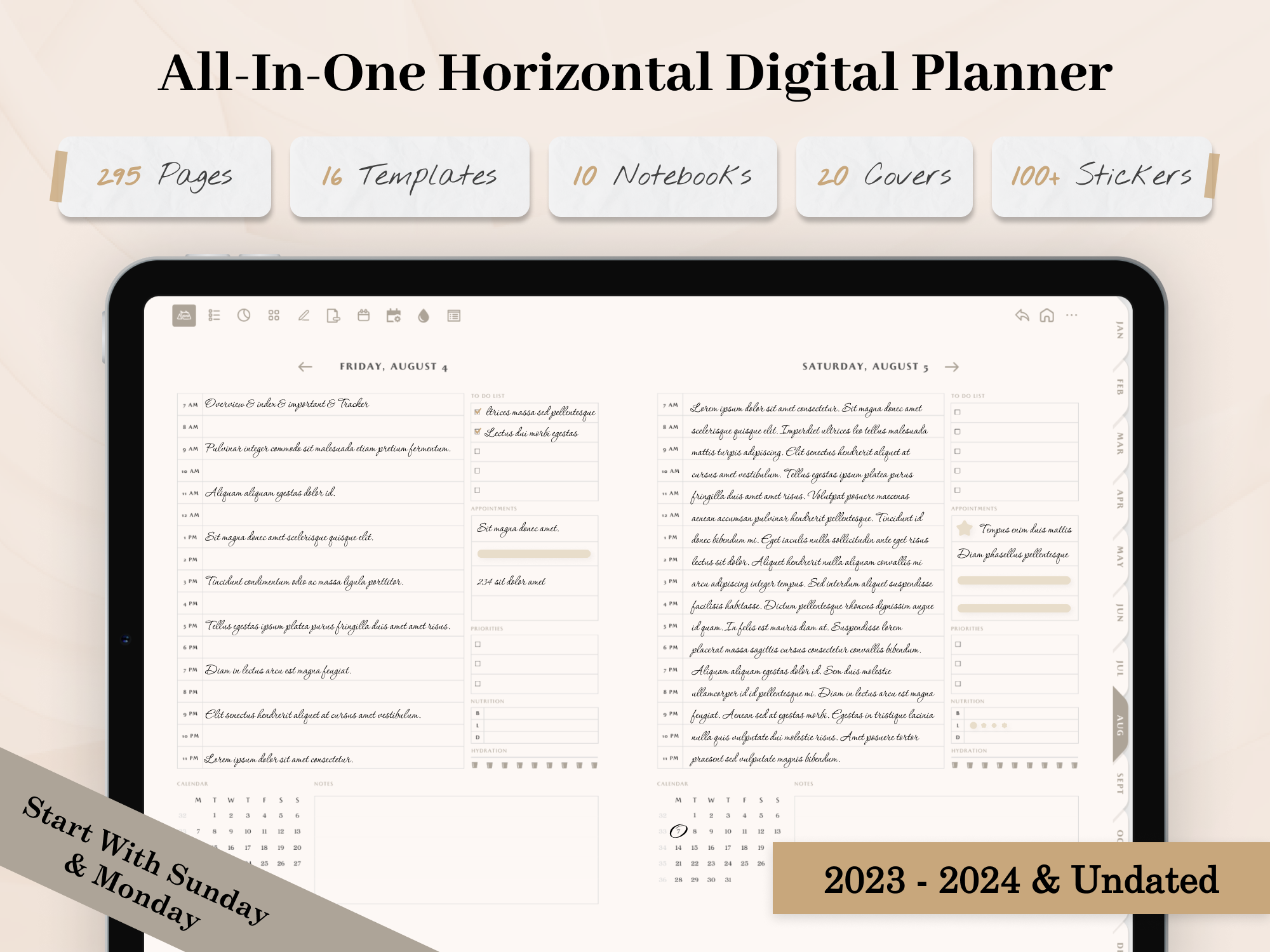Boho Horizontal Digital Planner, a Templates & Theme by Digital_Mind