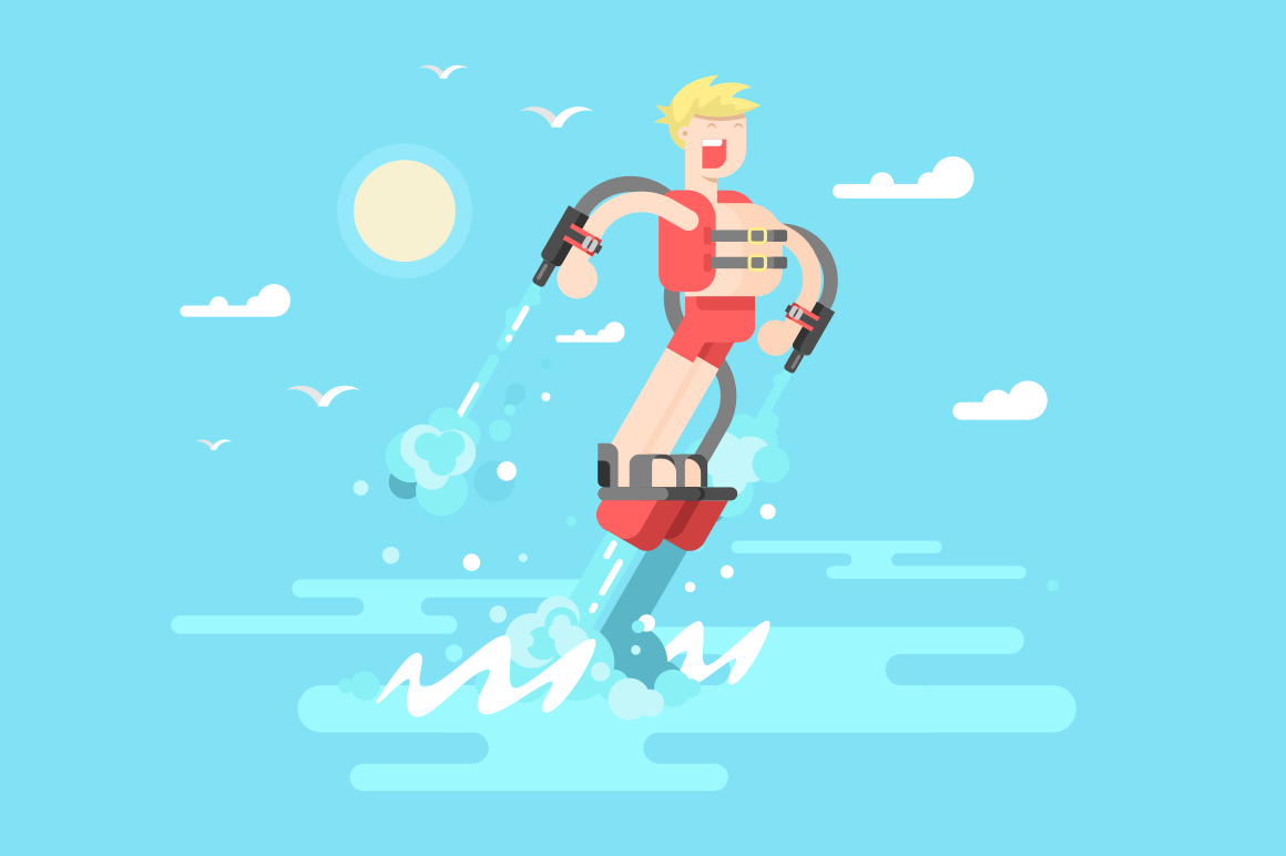 Man at flyboard, a Person Illustration by Kit8.net
