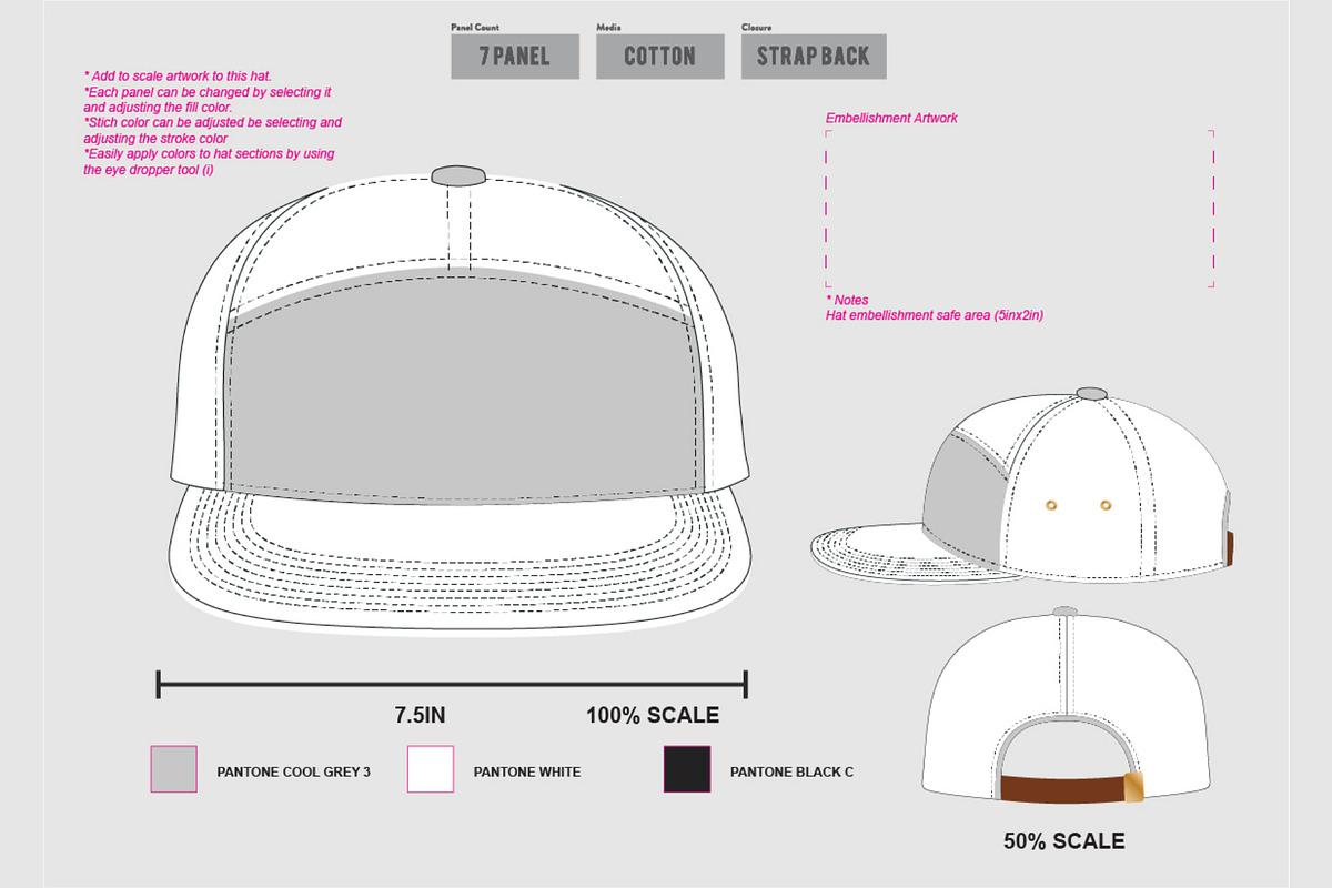 Hat Template - 7 Panel Hat, a Hat Mockup by Template Haven