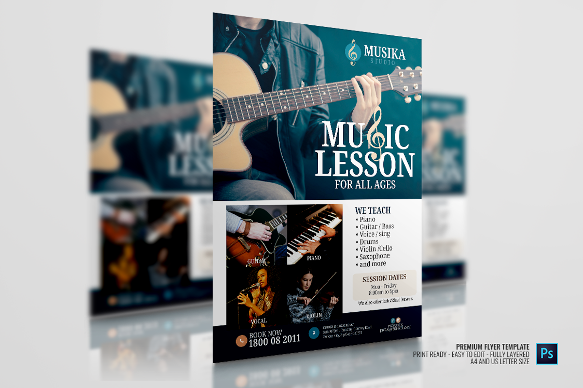Music Tutorial Flyer, a Flyer Template by PSDPixel