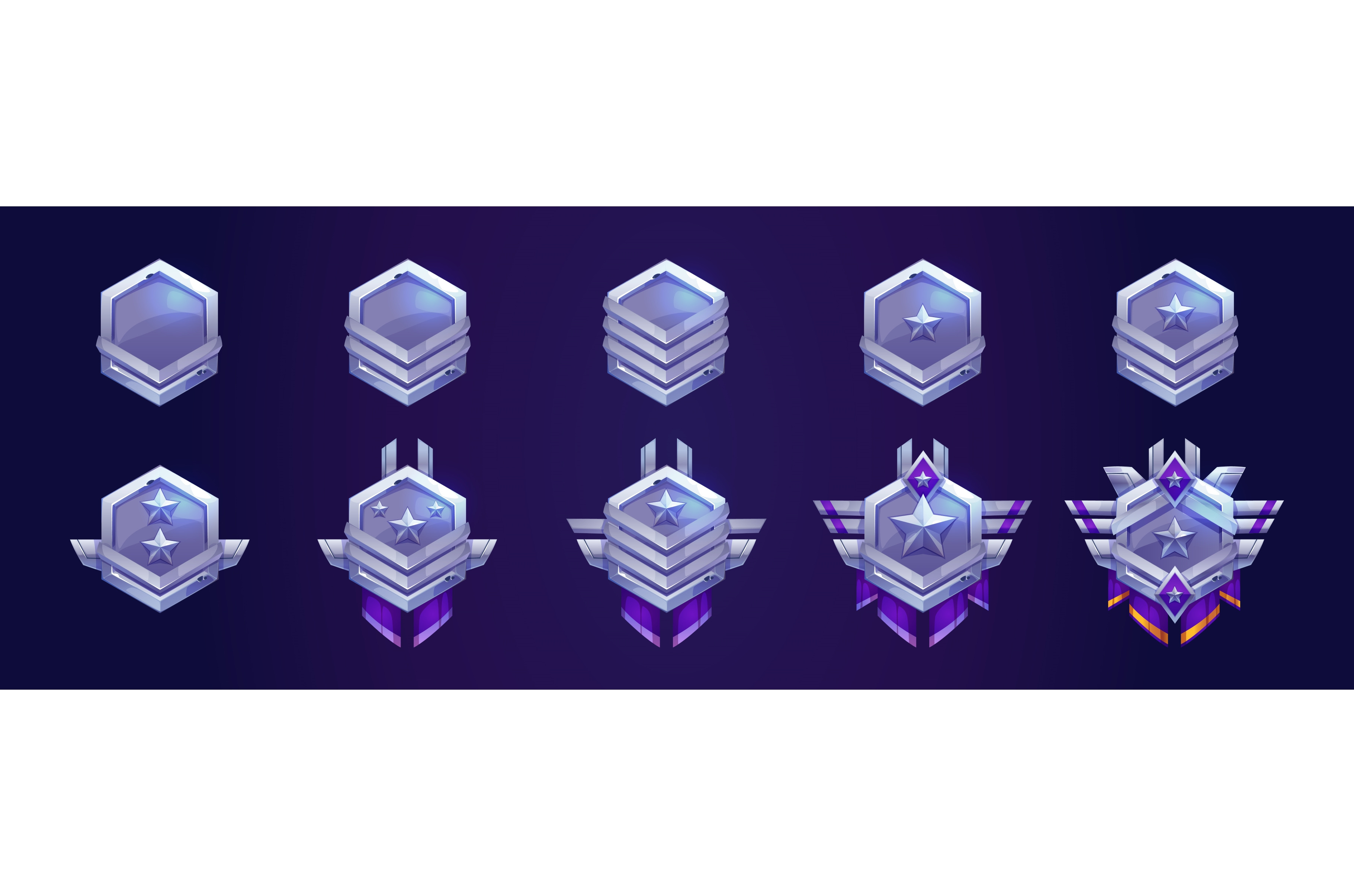 Set of game rank icons isolated on, an Illustration by art PVP - market