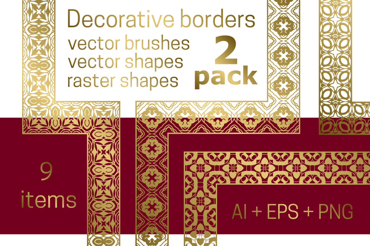 Decorative borders pack 2, a Brush Add-On by Guten Tag Vector